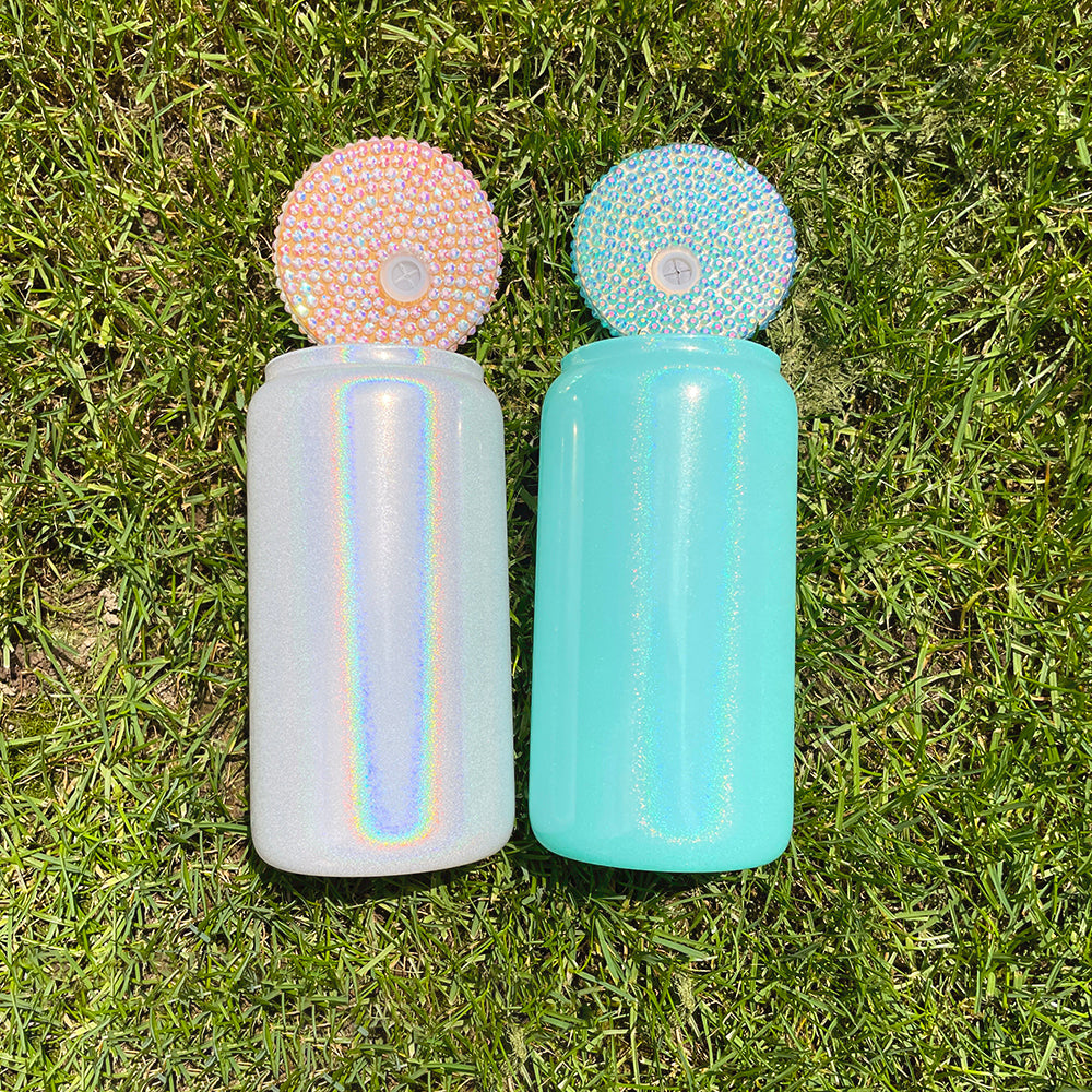 Usa Rts Sublimation 16oz Shimmer Glass Cans With Bling Lidsmiki Blanks For Craft