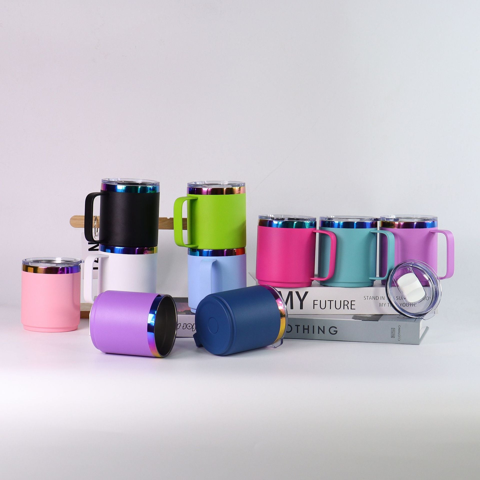 12oz Rainbow Plated Yeti Style Powder Coated Mugs With Handle And Magn ...