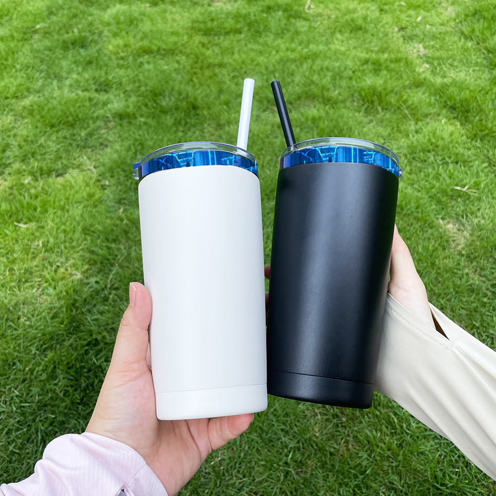 blue plated 20oz yeti style powder coated stainless steel mug with lid ...